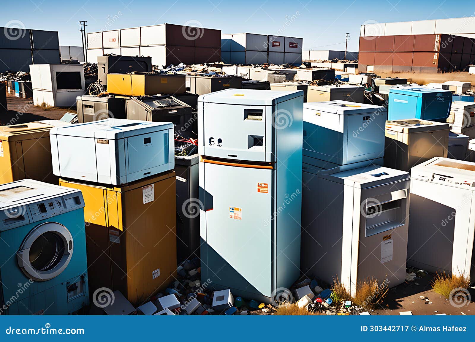 Cluster of Discarded Refrigerators, Washing Machines, and Assorted ...