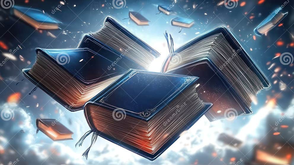 A Cluster of Floating Books Emanating Light, Symbolizing Knowledge and ...