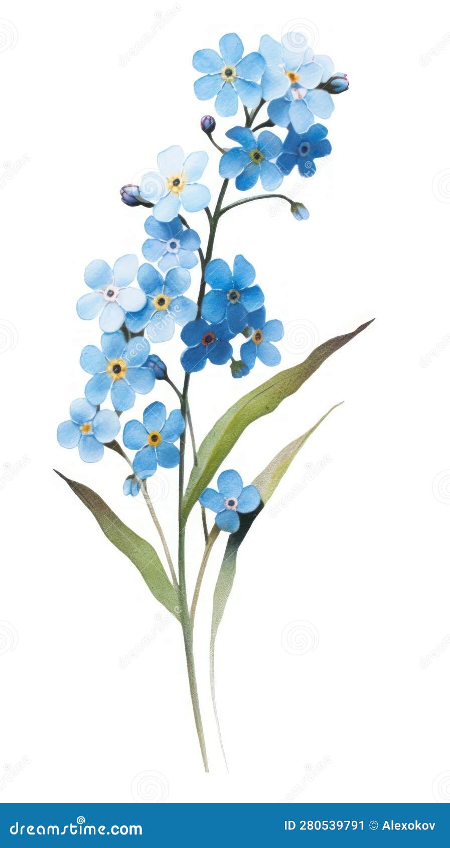 Cluster of Forget-Me-Nots on a Contemporary Sky Blue and White ...