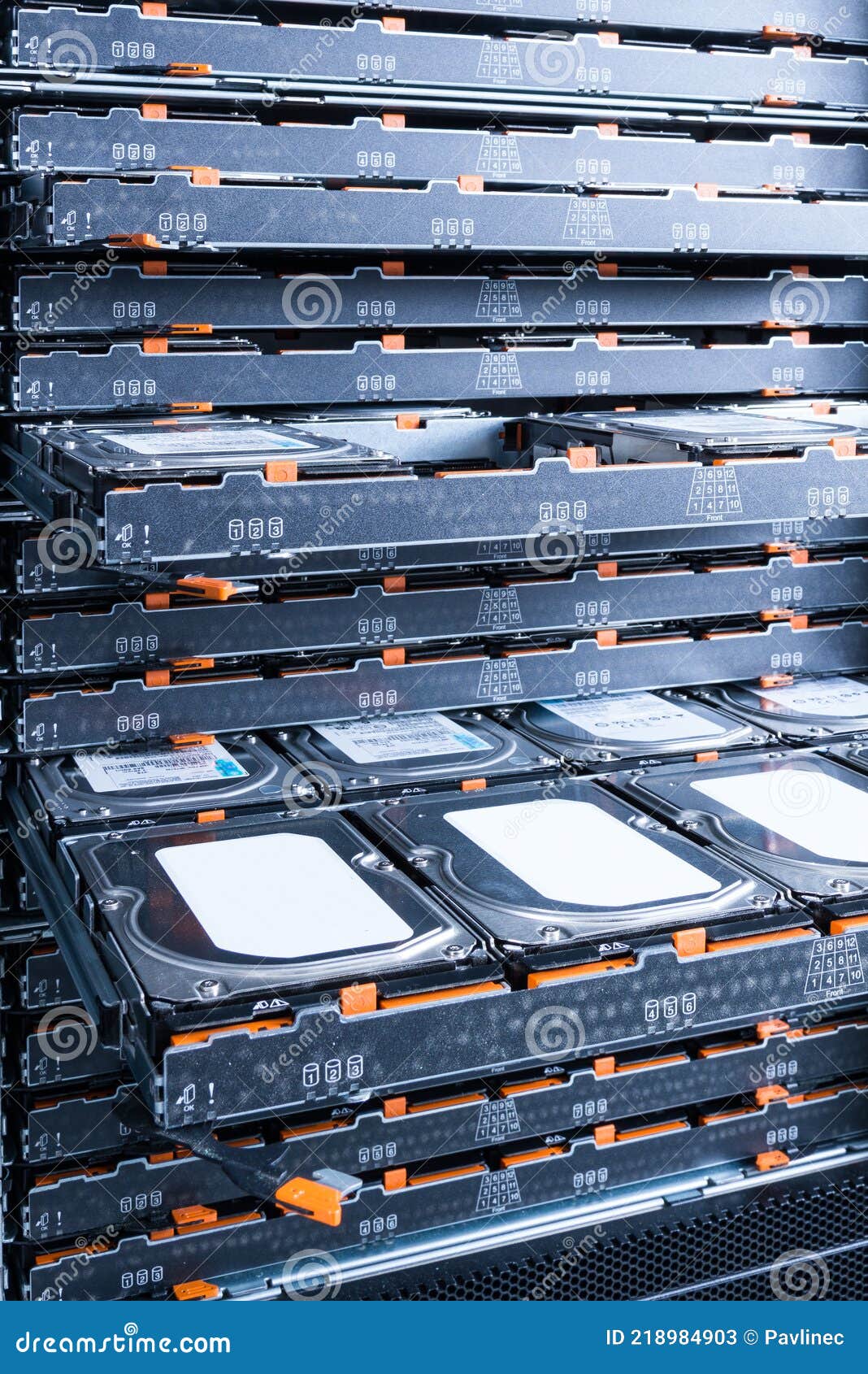 Cluster of Hard Drives Inside Open Tray Stock Image - Image of ...