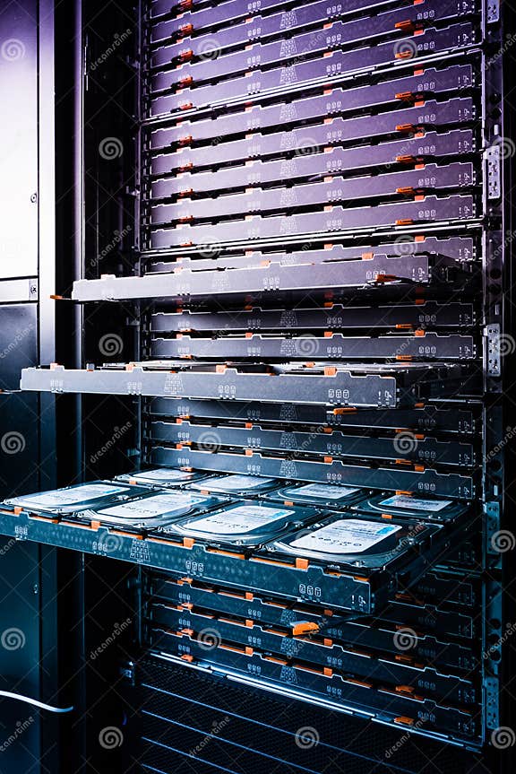 Cluster of Hard Drives Inside Open Tray Stock Photo - Image of ...