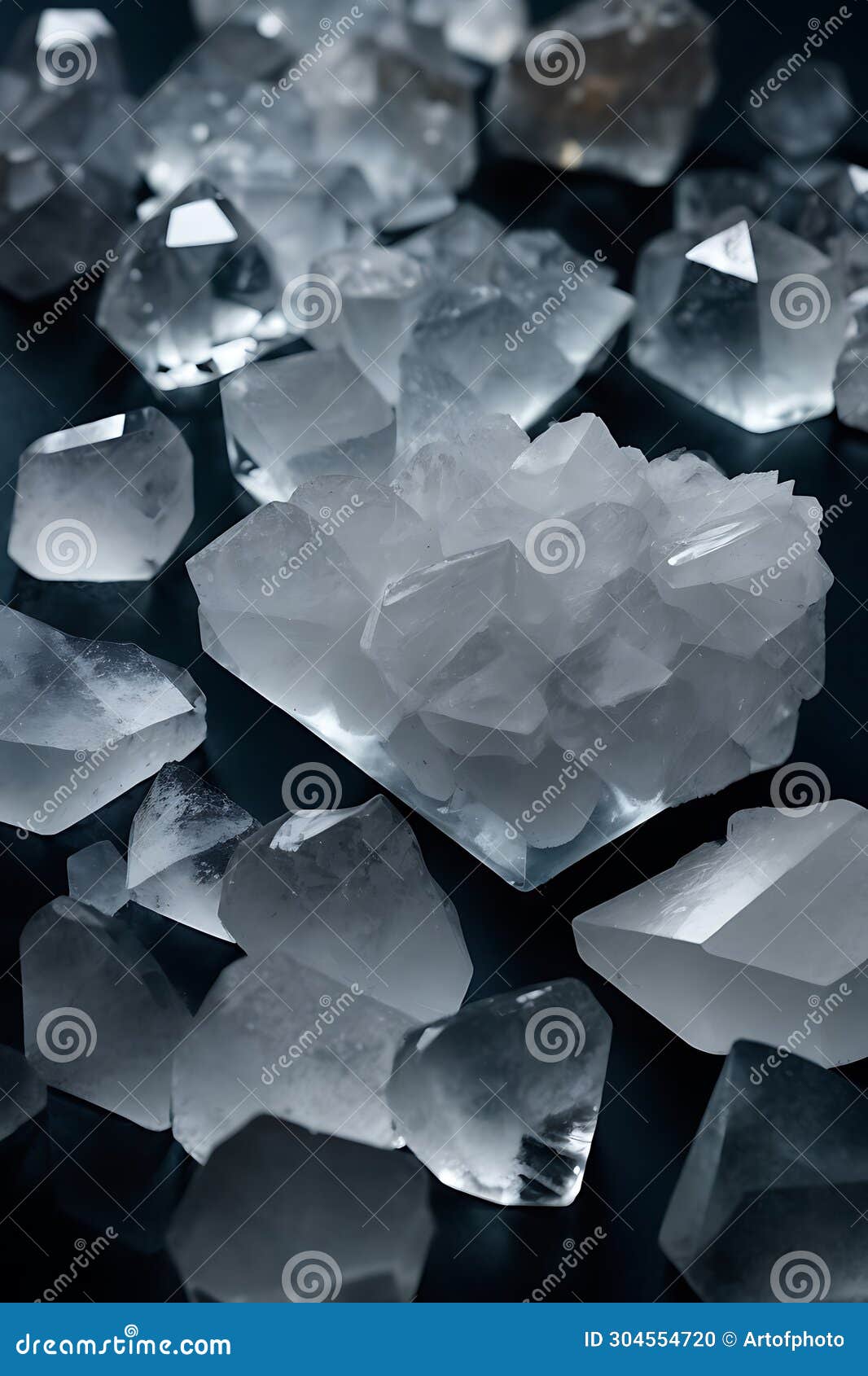 Cluster of Icy Crystals Resting on Table Surface. Generative AI. Stock ...