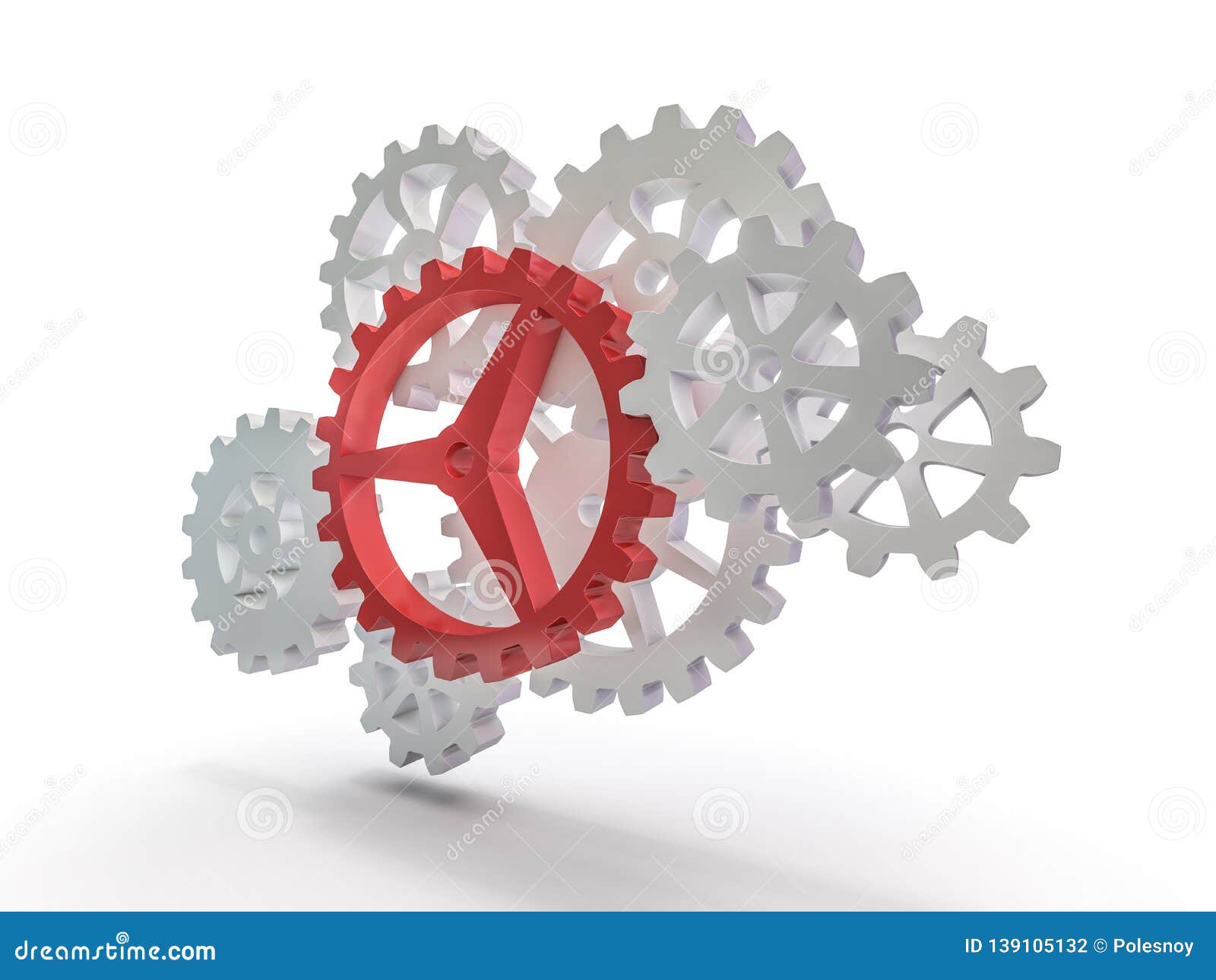 A Cluster of Interlocking Metal Gears. 3D Stock Illustration ...