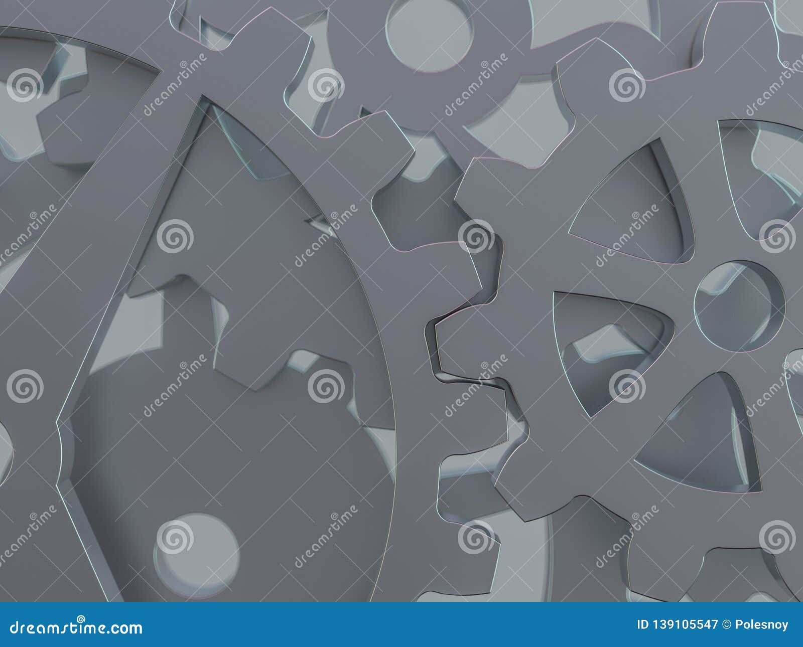 A Cluster of Interlocking Metal Gears. 3D Stock Illustration ...