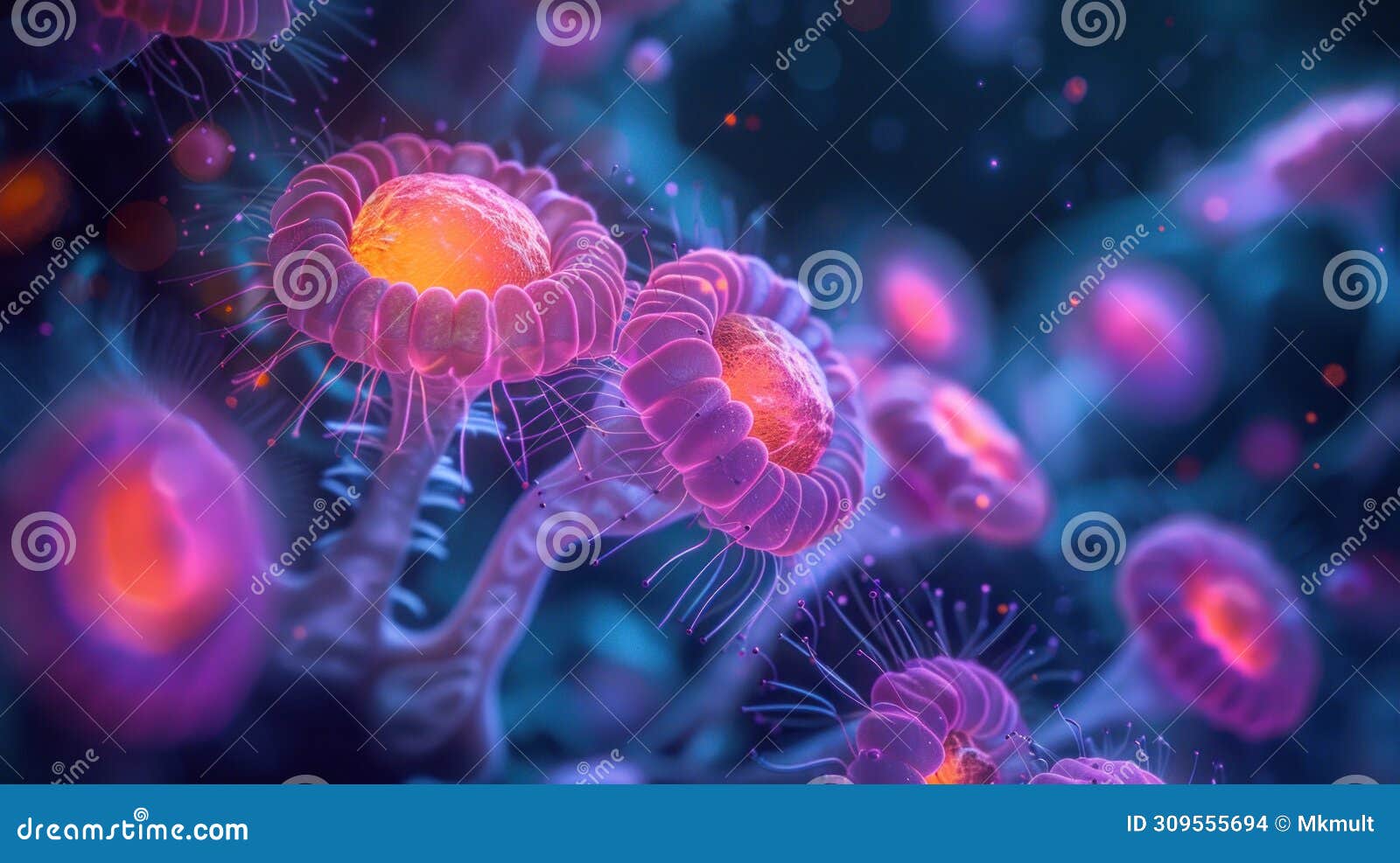 Cluster of Jellyfish Under Microscope Stock Photo - Image of animals ...