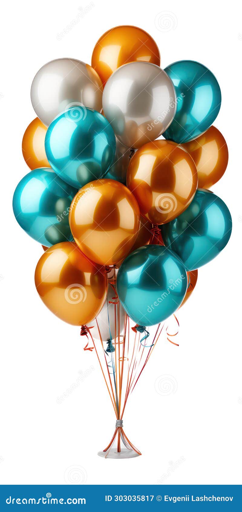 A Cluster of Metallic Balloons Tied at the Base, Floating Against a ...