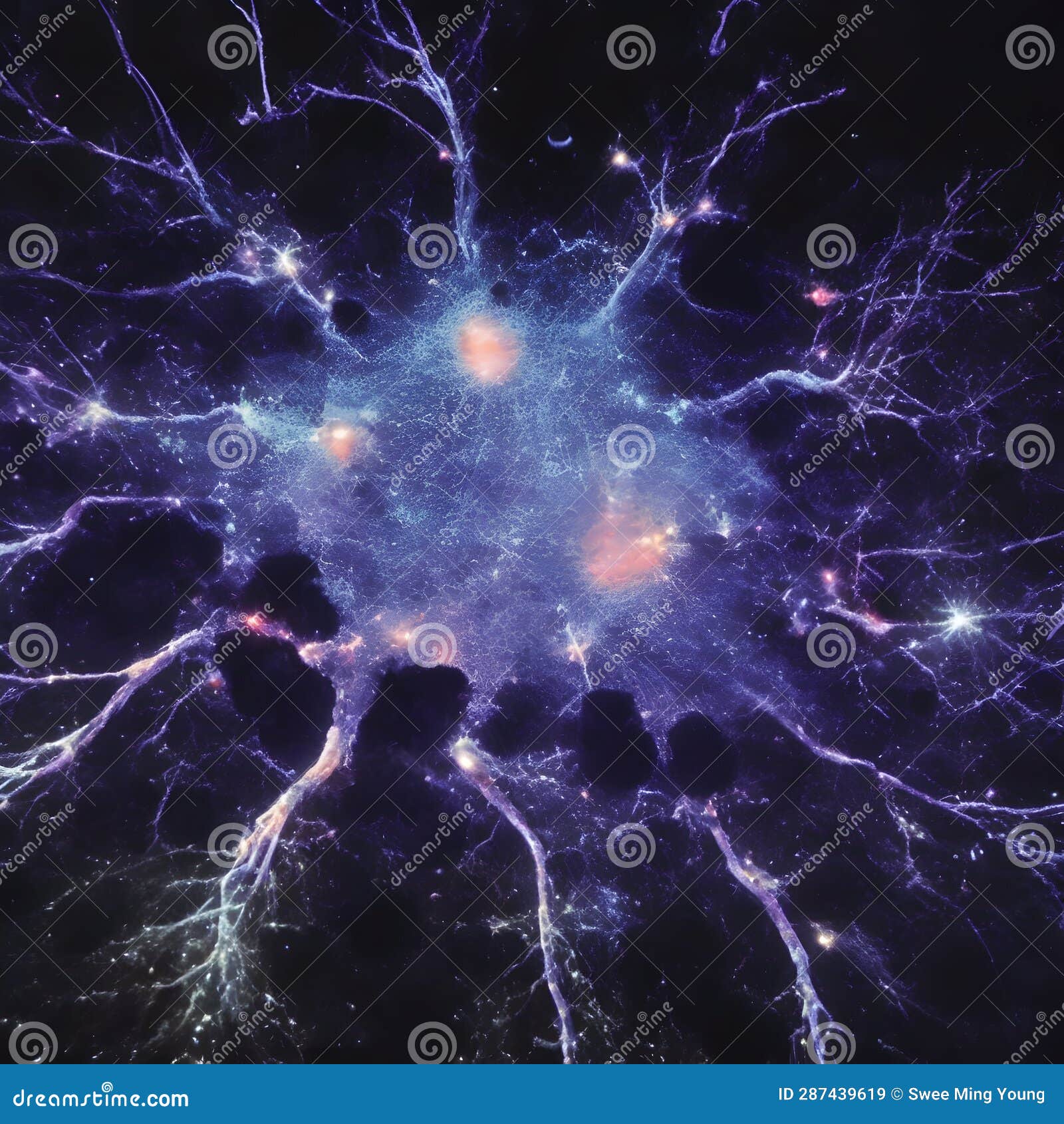 A Cluster of Neuron Floats and Branches Out with Axons and Dendrites of ...