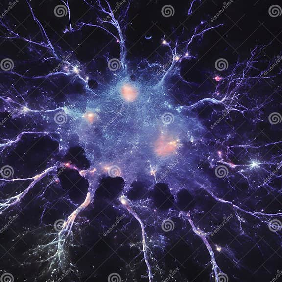A Cluster of Neuron Floats and Branches Out with Axons and Dendrites of ...