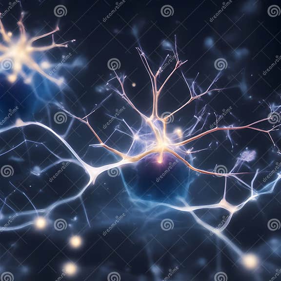 A Cluster of Neuron Floats and Branches Out with Axons and Dendrites of ...
