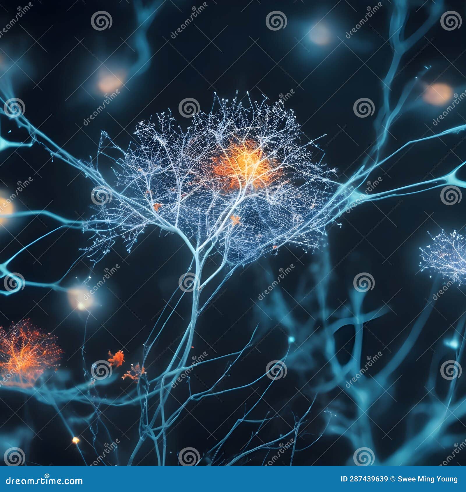 A Cluster of Neuron Floats and Branches Out with Axons and Dendrites of ...