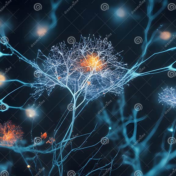 A Cluster of Neuron Floats and Branches Out with Axons and Dendrites of ...