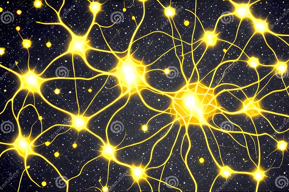 A Cluster of Neuron Floats and Branches Out with Axons and Dendrites of ...