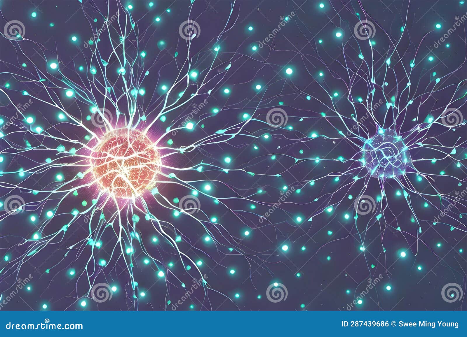 A Cluster of Neuron Floats and Branches Out with Axons and Dendrites of ...