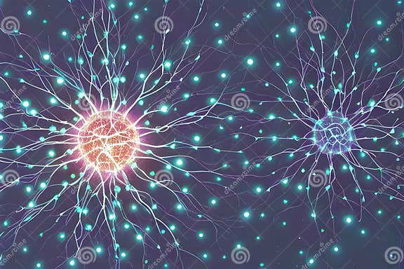 A Cluster of Neuron Floats and Branches Out with Axons and Dendrites of ...