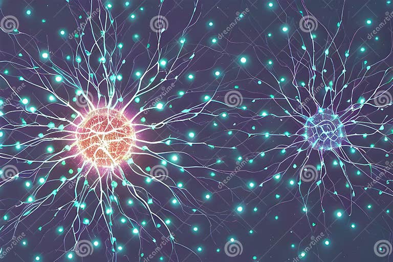 A Cluster of Neuron Floats and Branches Out with Axons and Dendrites of ...