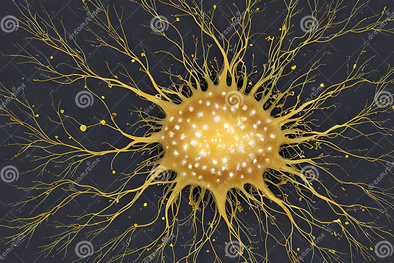 A Cluster of Neuron Floats and Branches Out with Axons and Dendrites of ...