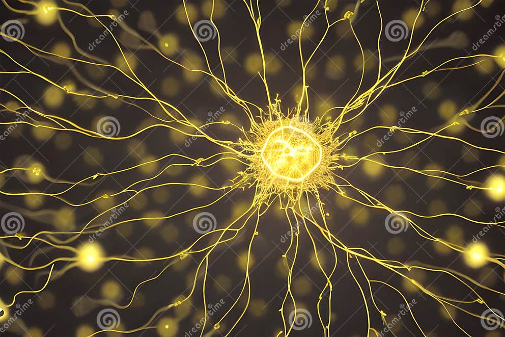 A Cluster of Neuron Floats and Branches Out with Axons and Dendrites of ...
