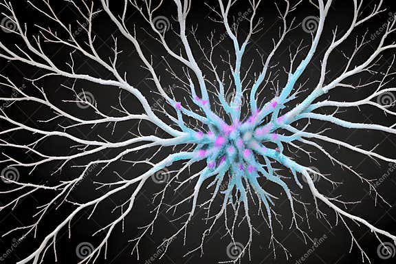 A Cluster of Neuron Floats and Branches Out with Axons and Dendrites of ...
