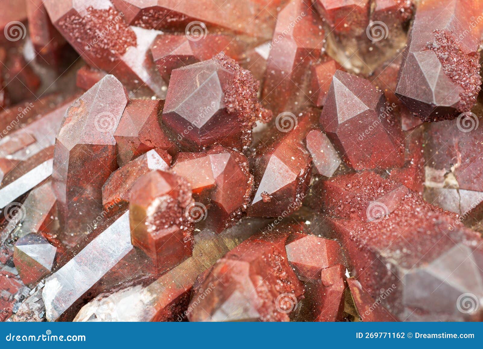 A Cluster of Opaque Ferruginous Quartz Crystals Stock Photo - Image of ...