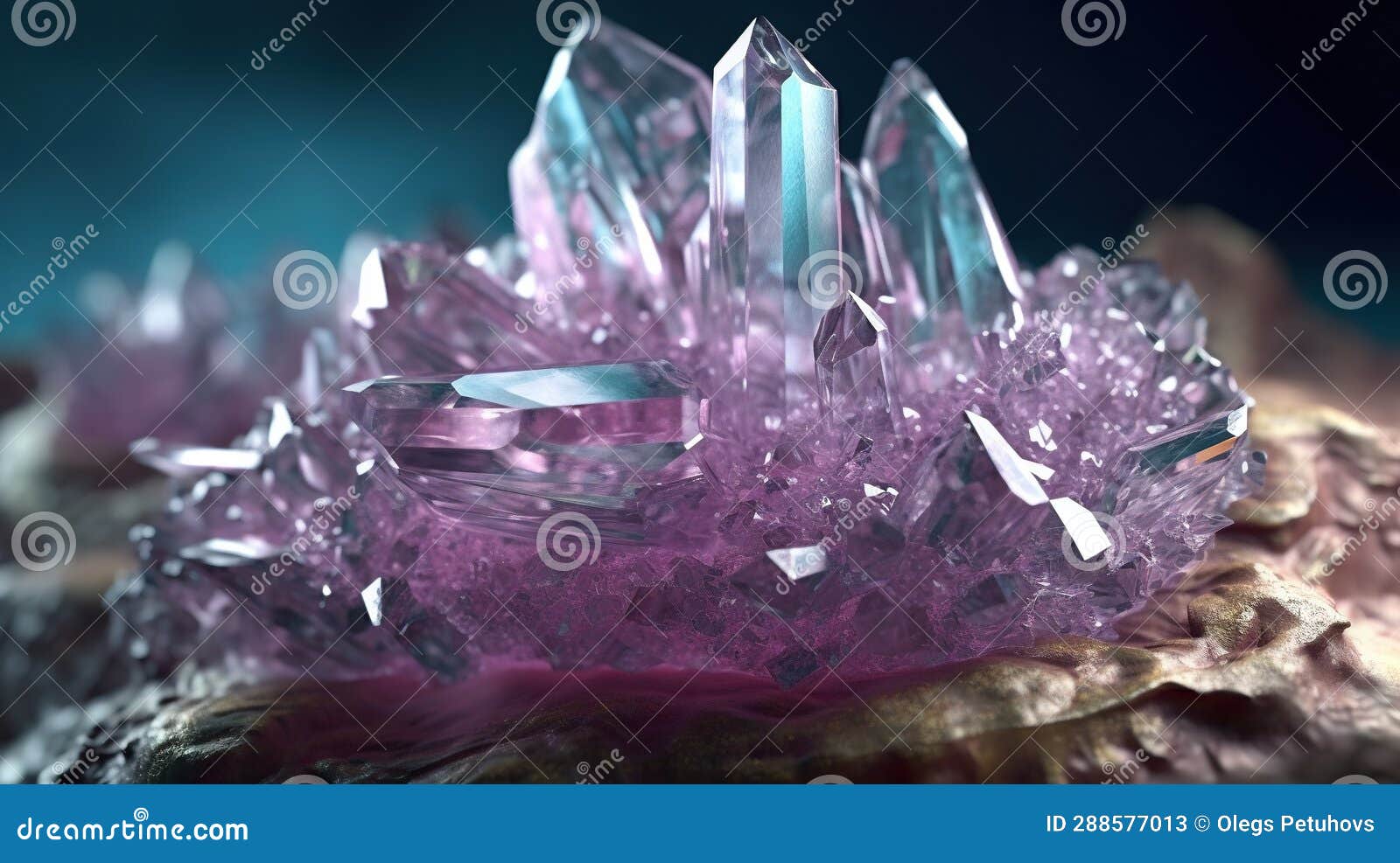 A Cluster of Pink Crystals Sitting on Top of a Rock Stock Image - Image ...