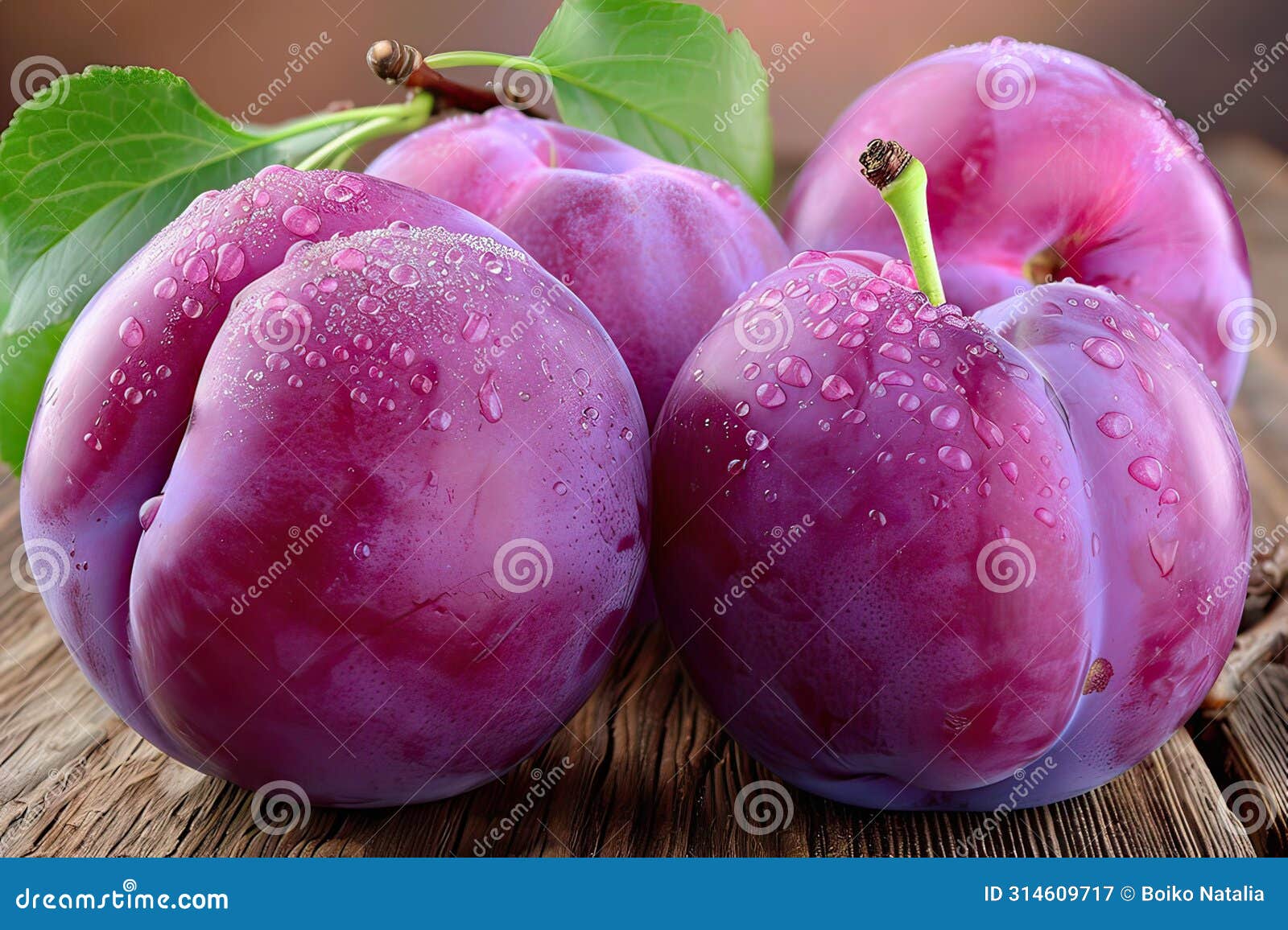 A Cluster of Plums, a Fruit and Natural Food, Rest on the Table Stock ...