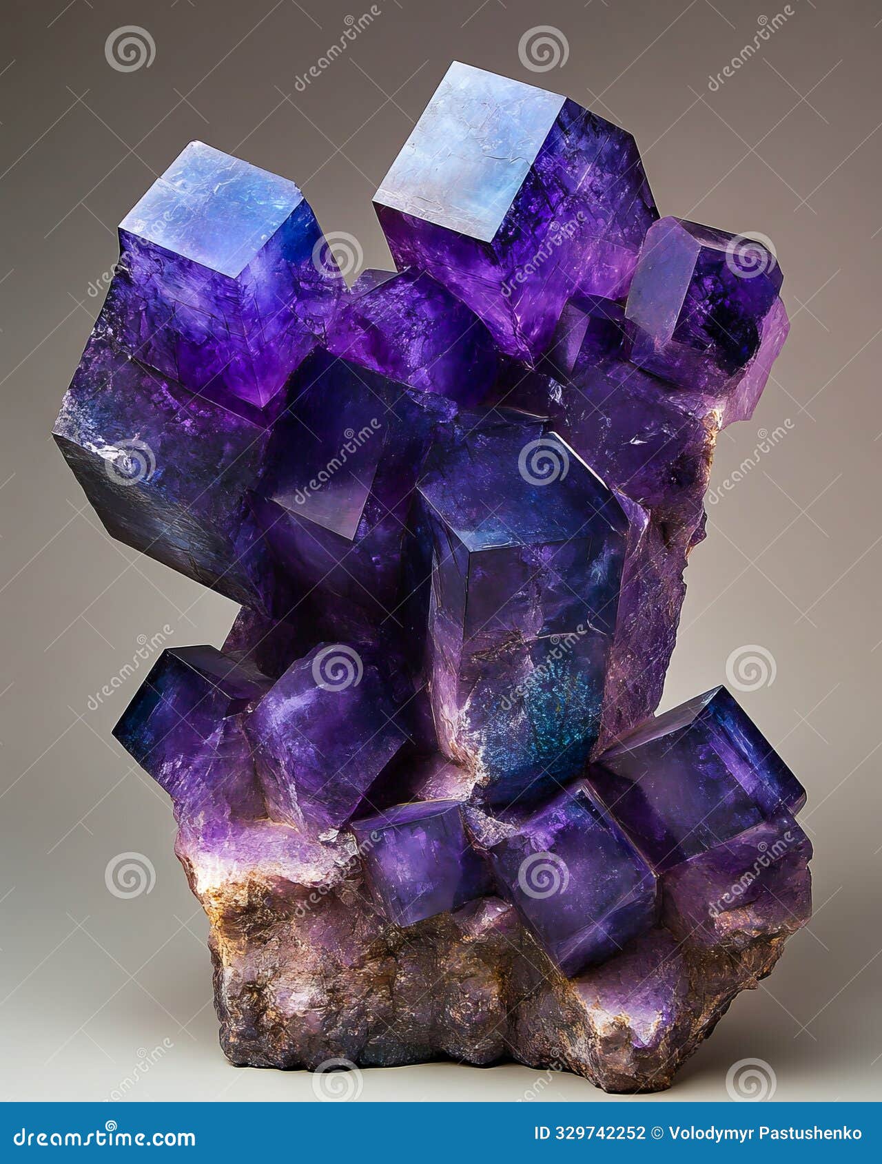 A Cluster of Purple and Blue Crystals on a Rock Stock Photo - Image of ...