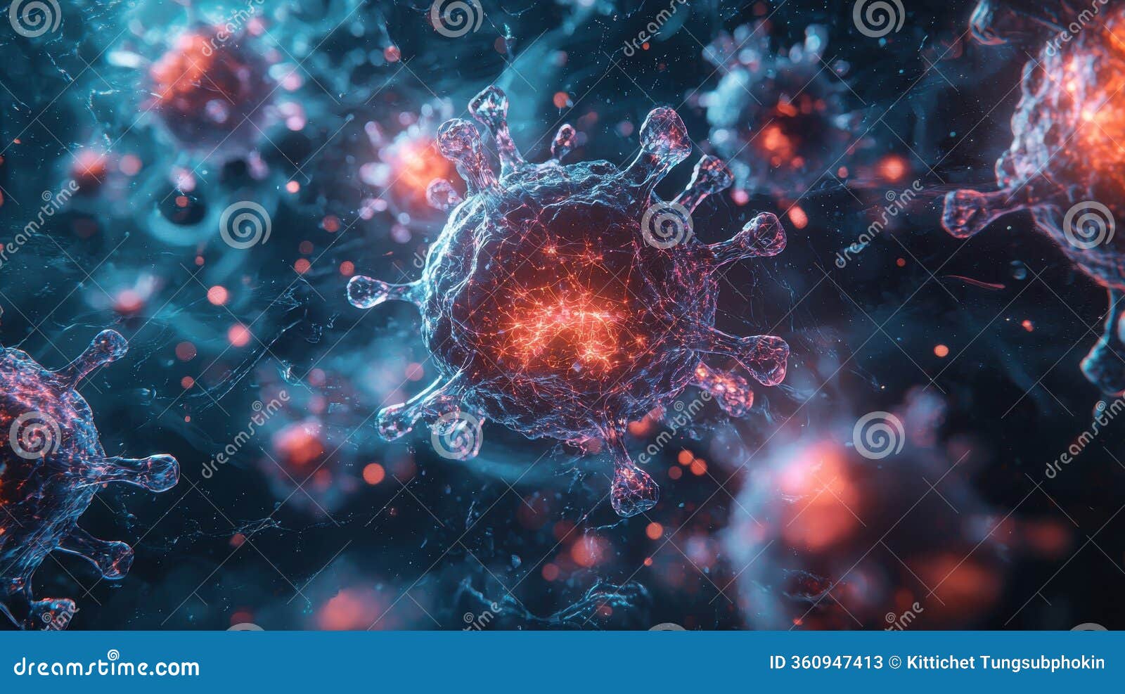 Cluster of Red and Blue Cells Under a Microscope Showcasing Cellular ...