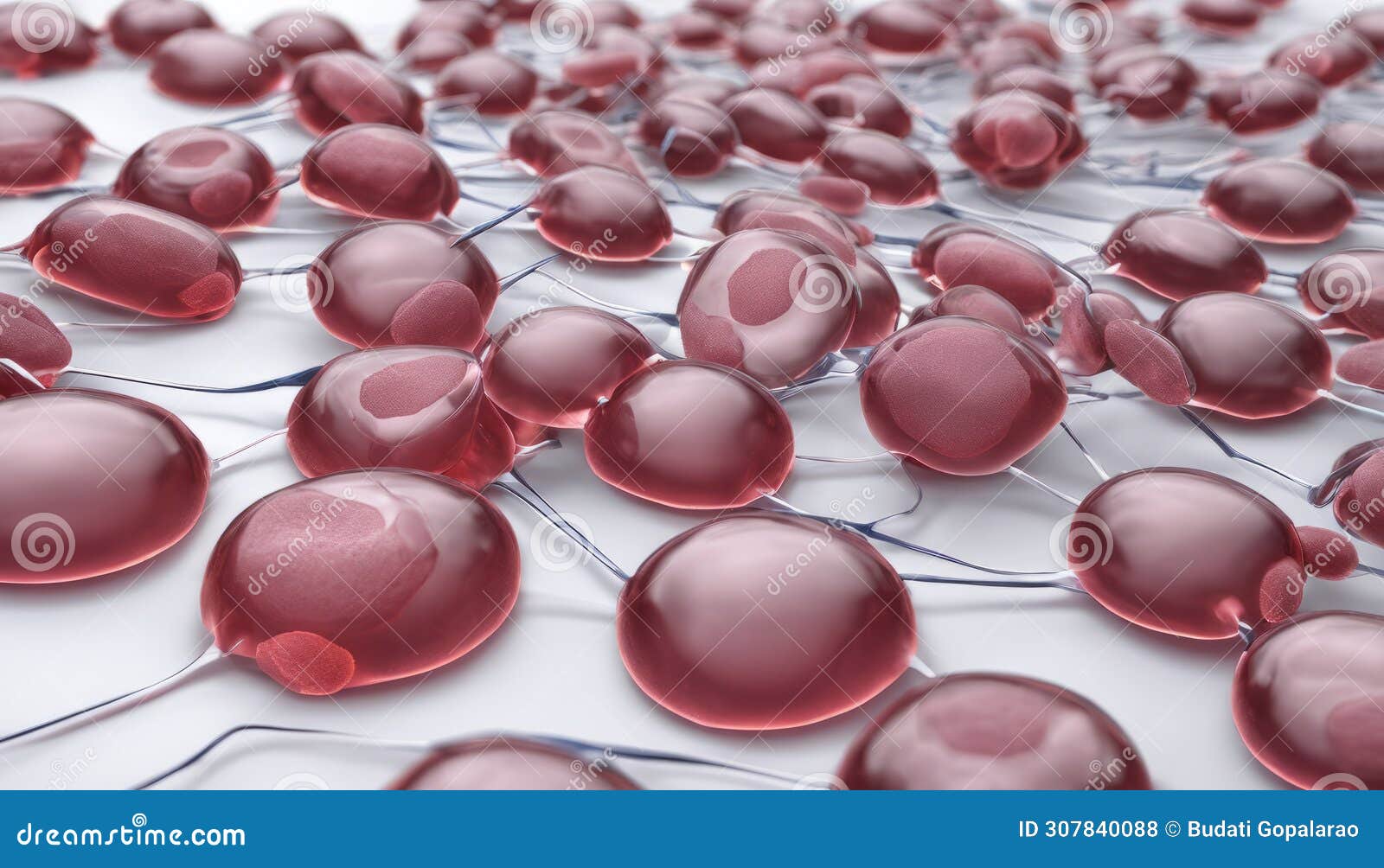 A Cluster of Red, Translucent, Spherical Objects with Thin, Connecting ...