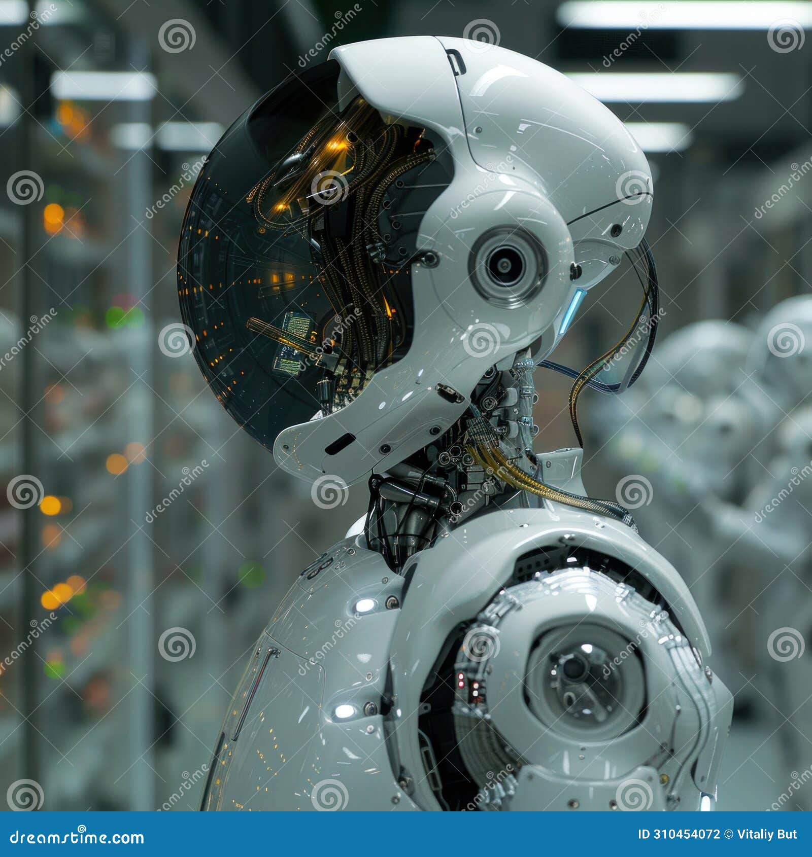 Cluster of Robots in Room stock photo. Image of electronic - 310454072