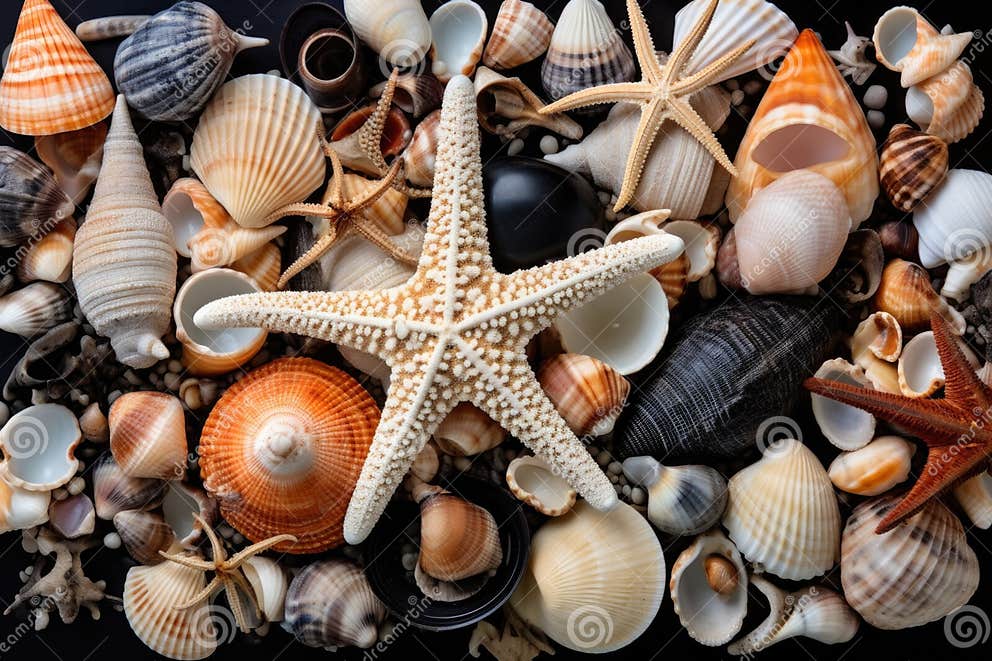 A Cluster of Seashells Collected from a Beach Stock Photo - Image of ...