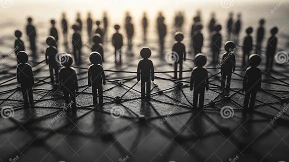 Silhouettes of Diverse Figures Connecting on a Network Grid ...