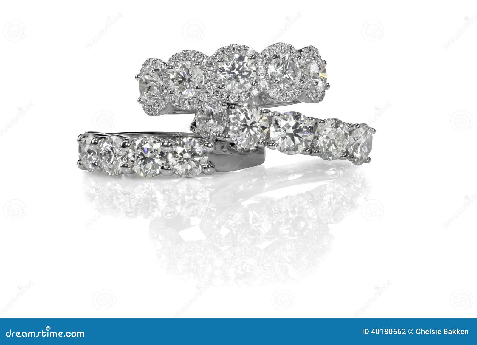 Cluster Stack of Diamond Wedding Engagment Rings Stock Photo - Image of ...