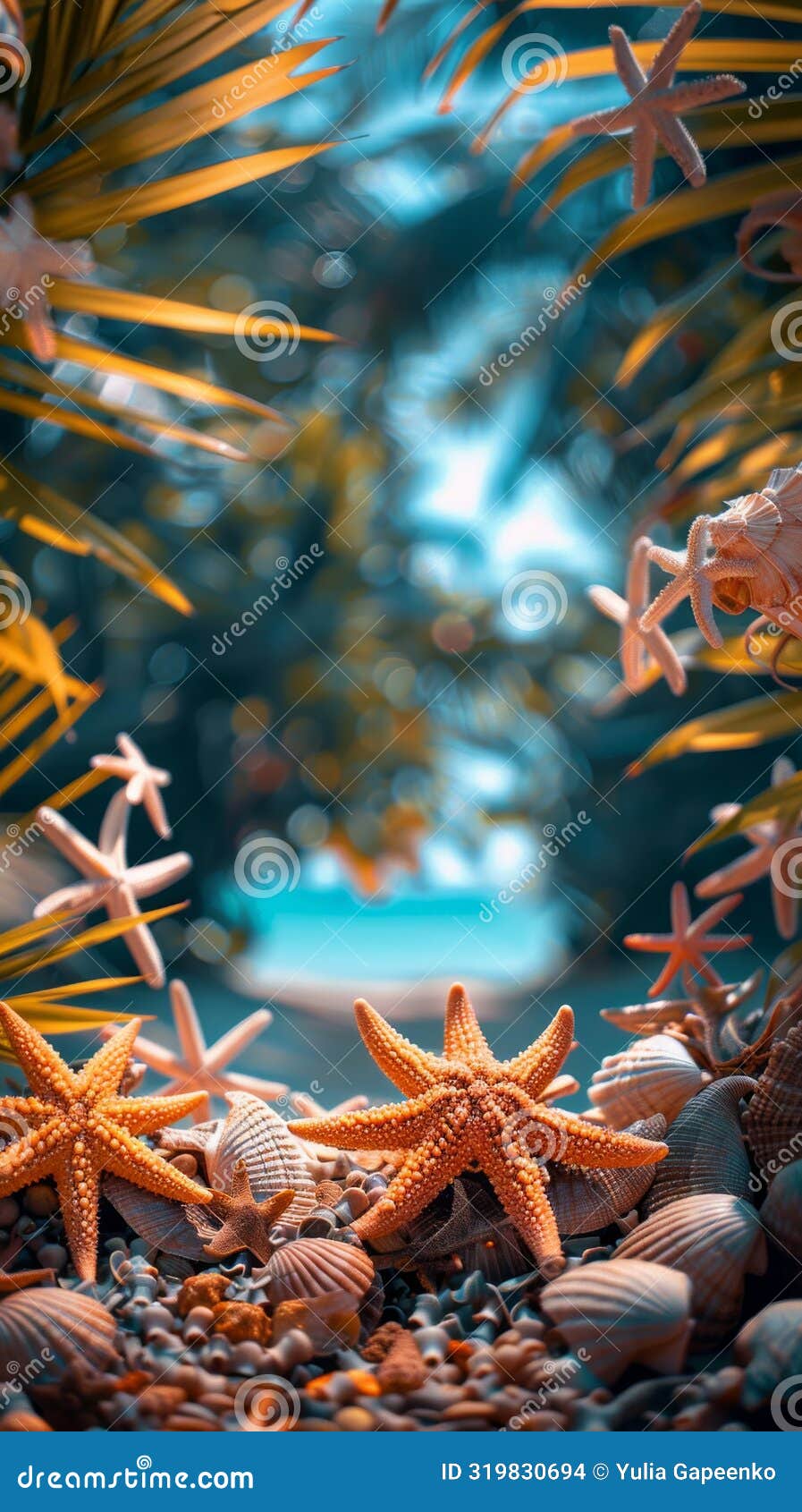 Group of Starfish on Sandy Beach Stock Photo - Image of starfish ...