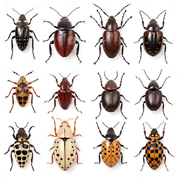 A Group of Bugs on a White Background Stock Illustration - Illustration ...