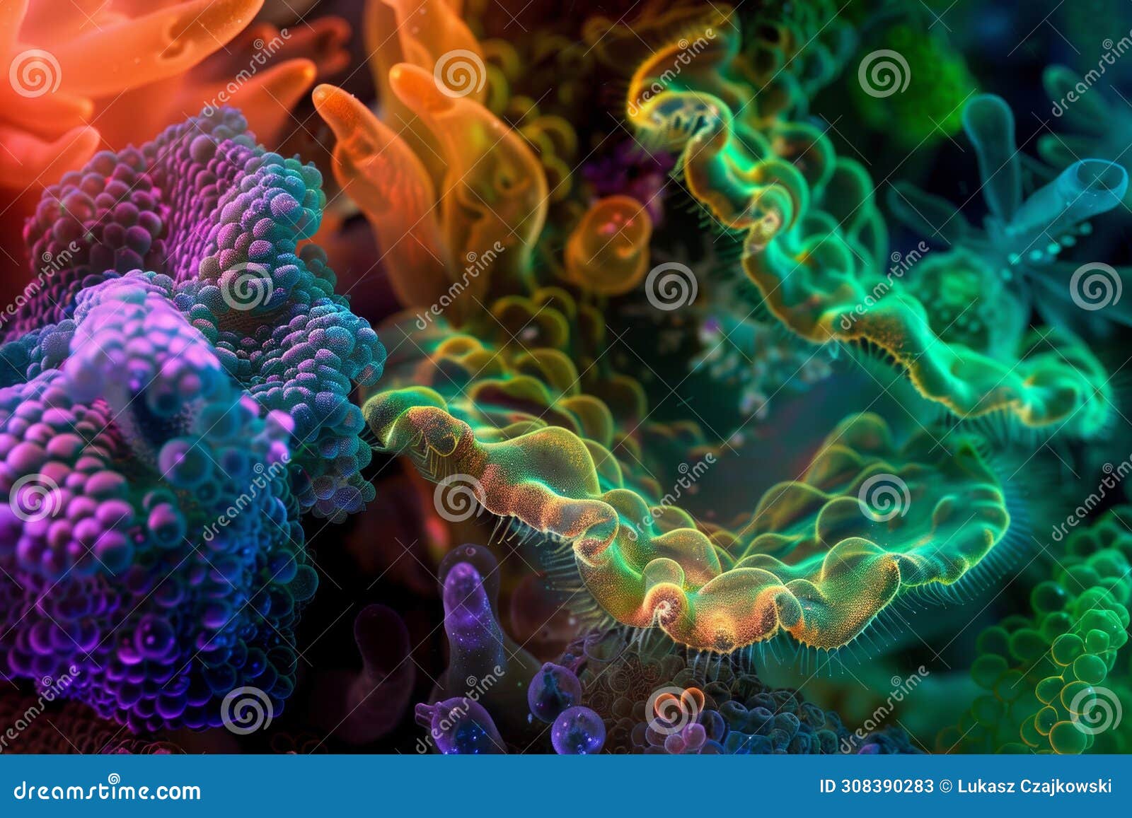 Macro Close-up Group of Germs and Bacteria in Water Disease Medical ...