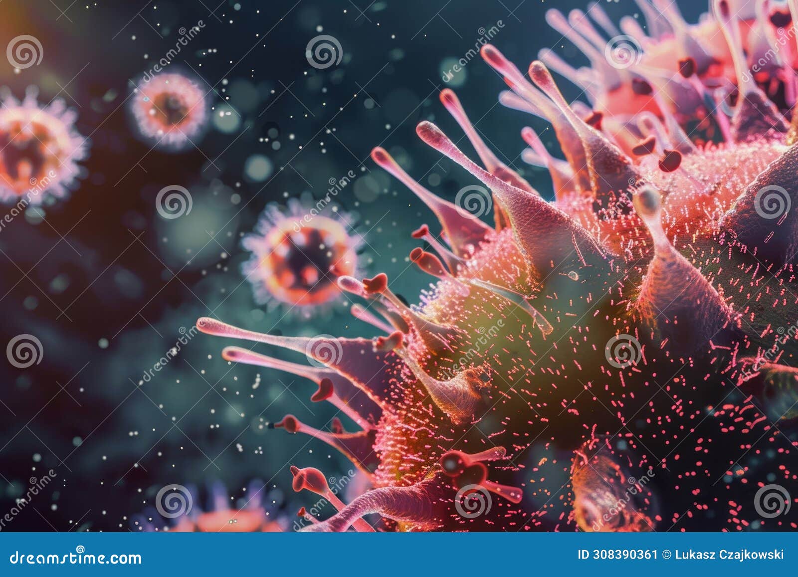 Macro Close-up Group of Germs and Bacteria in Water Disease Medical ...