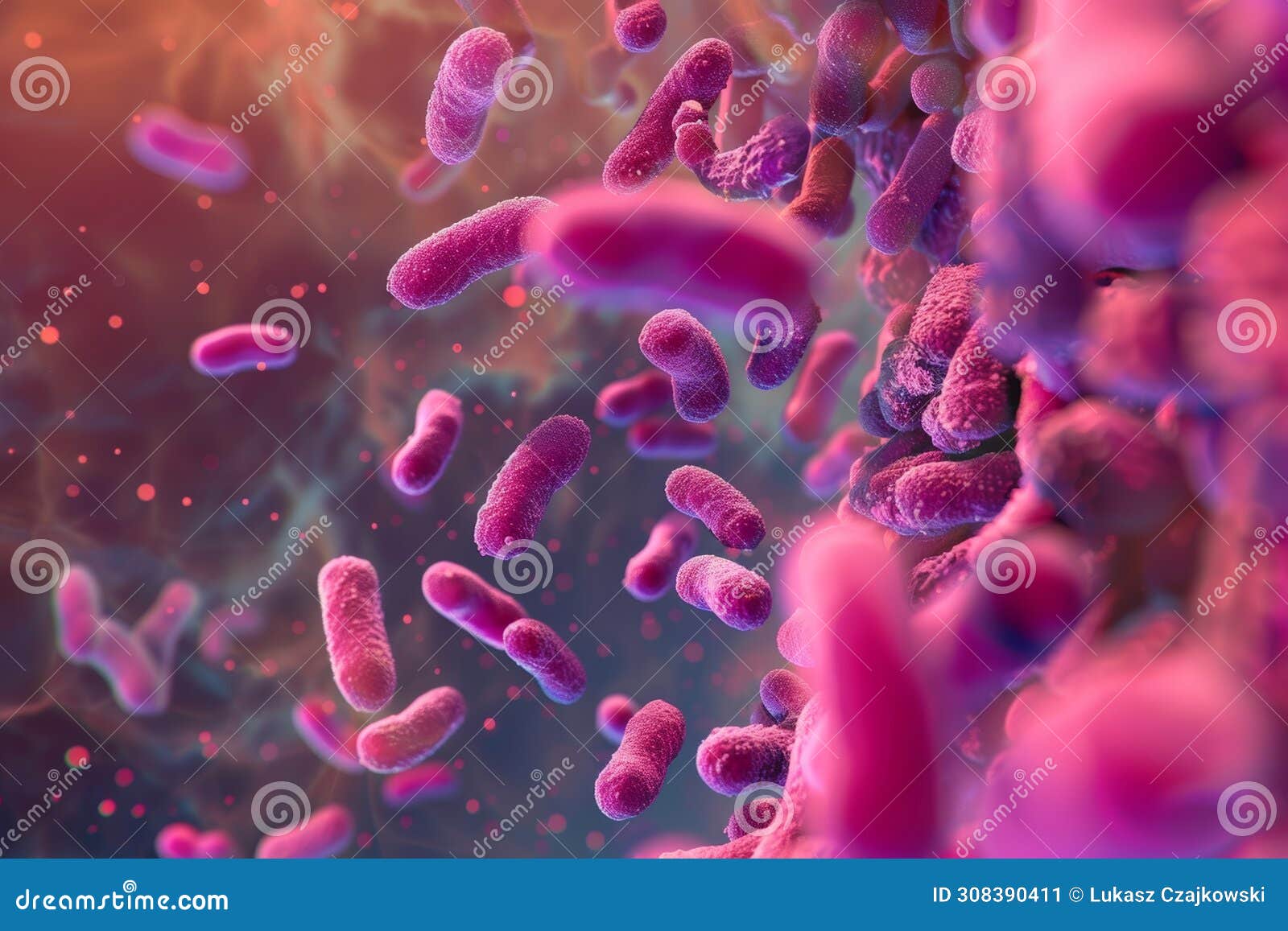 Macro Close-up Group of Germs and Bacteria in Water Disease Medical ...