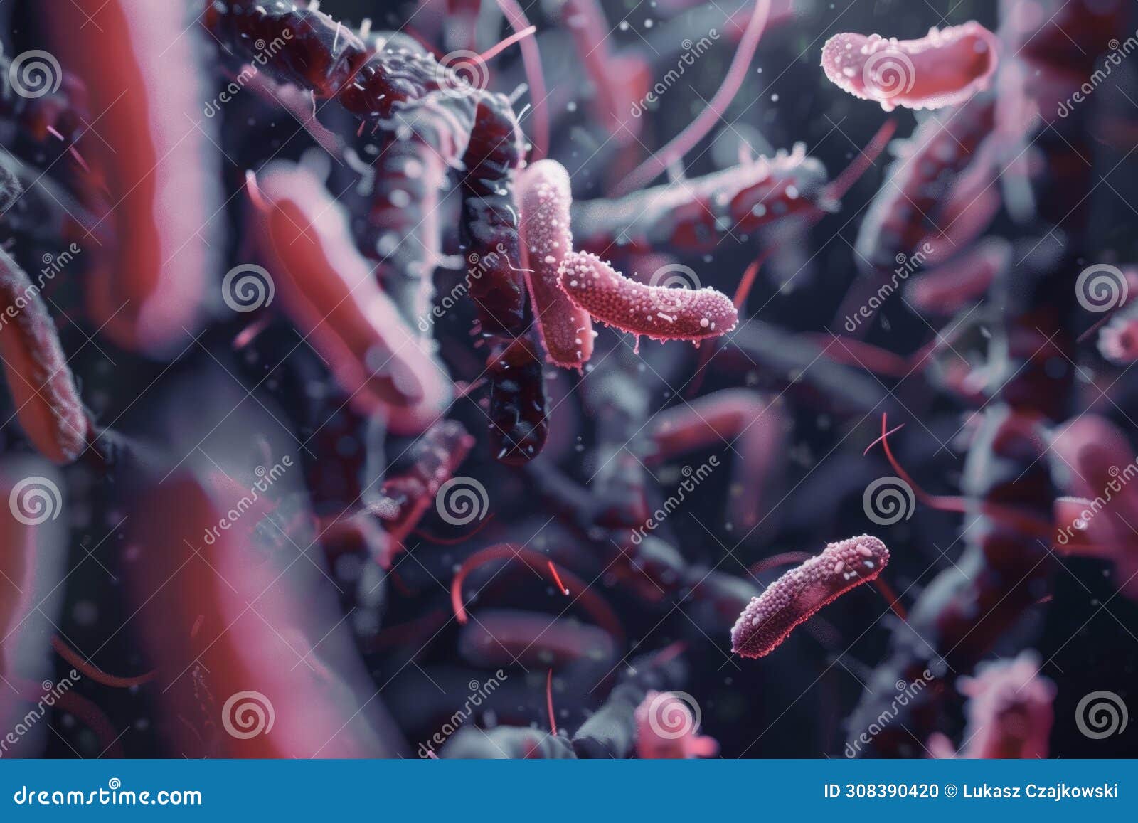 Macro Close-up Group of Germs and Bacteria in Water Disease Medical ...