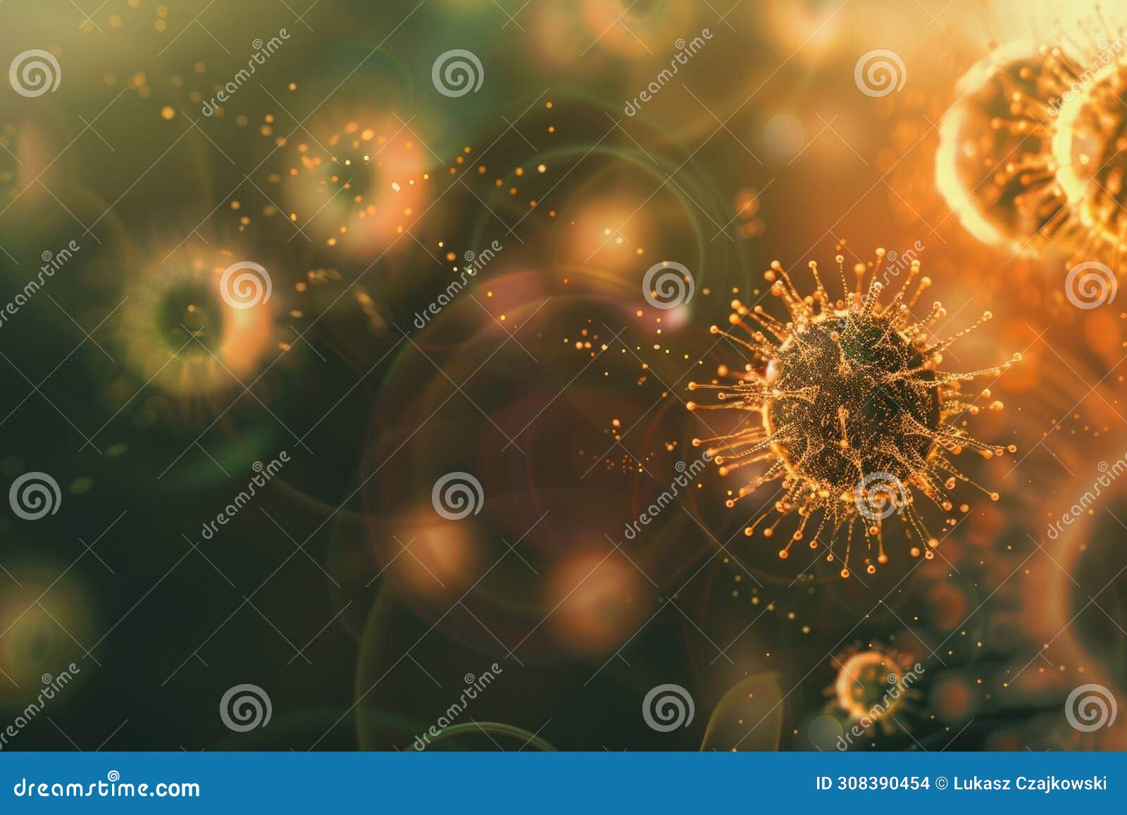 Macro Close-up Group of Germs and Bacteria in Water Disease Medical ...