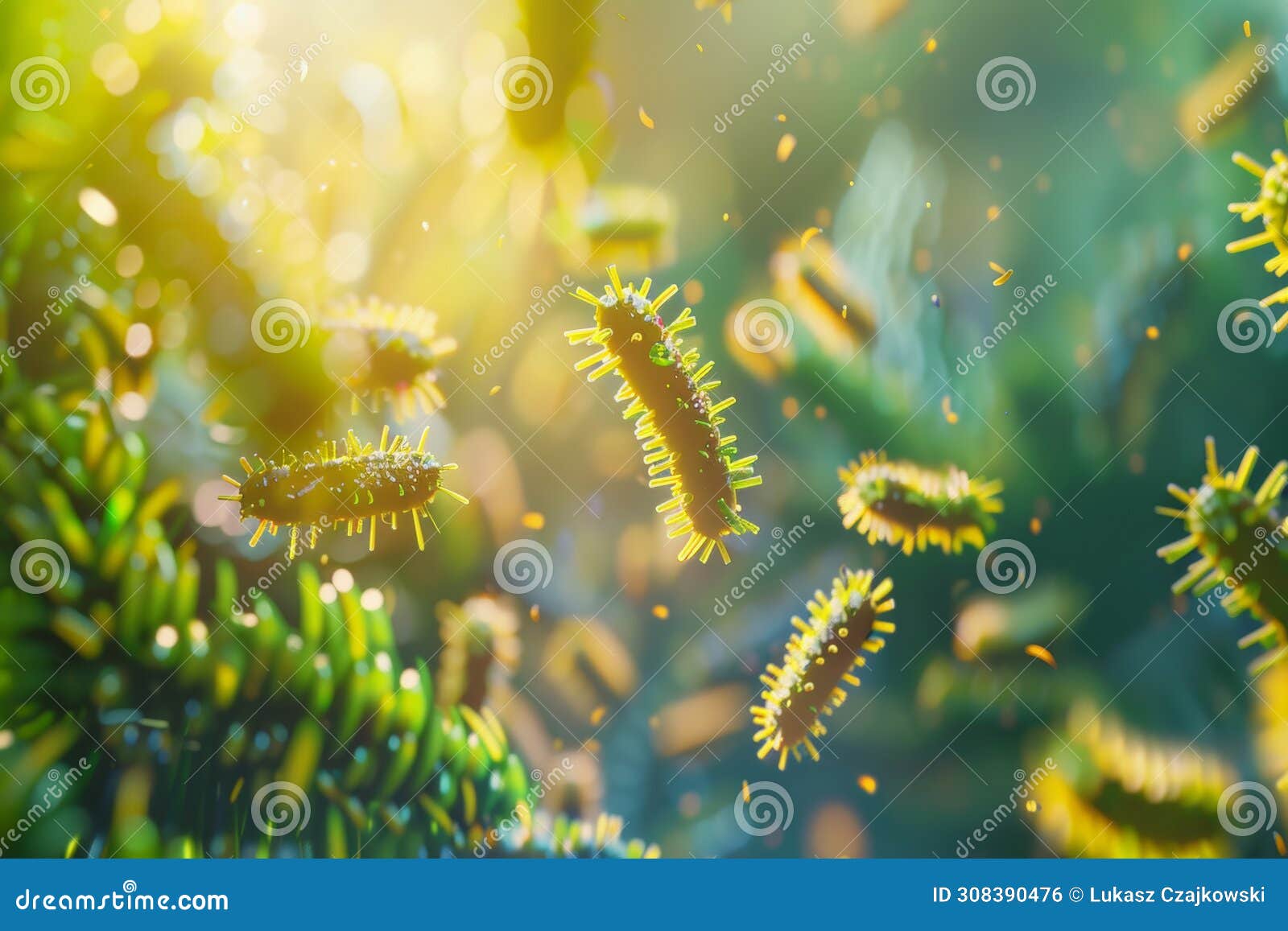 Macro Close-up Group of Germs and Bacteria in Water Disease Medical ...