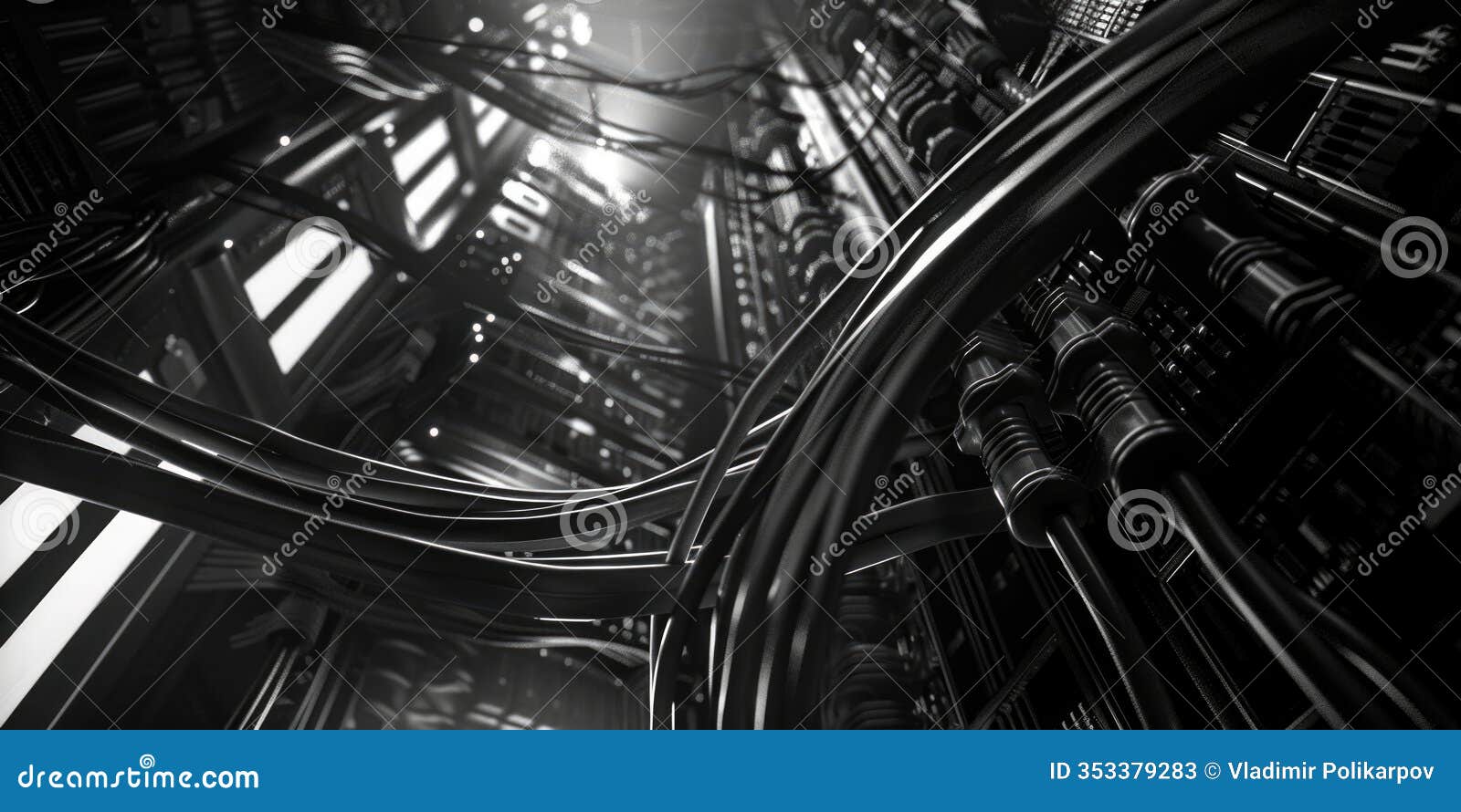 A Cluster of Wires in Black and White. Suitable for Technology Concepts ...