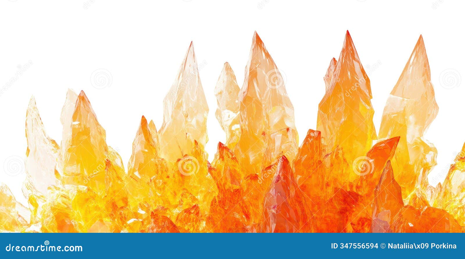 Cluster of Yellow and Orange Crystal Flames Isolated on Transparent ...