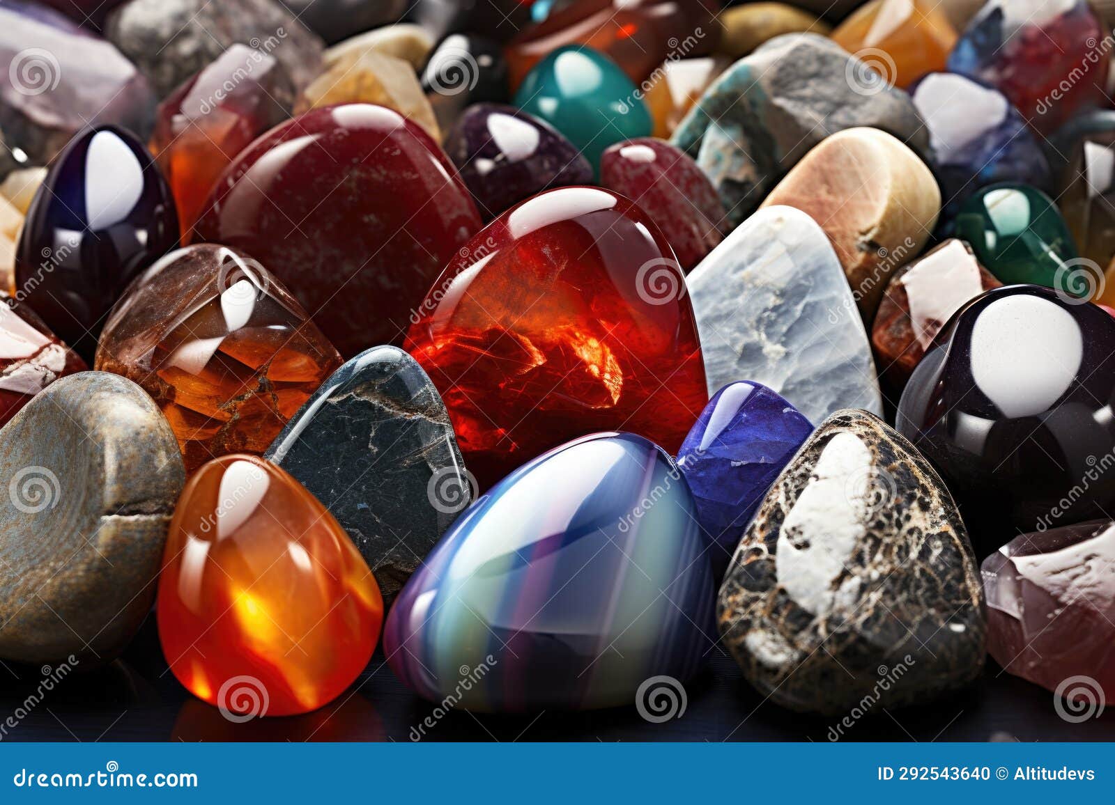 A Clustered Display of Smooth, Polished Gemstones Stock Photo - Image ...