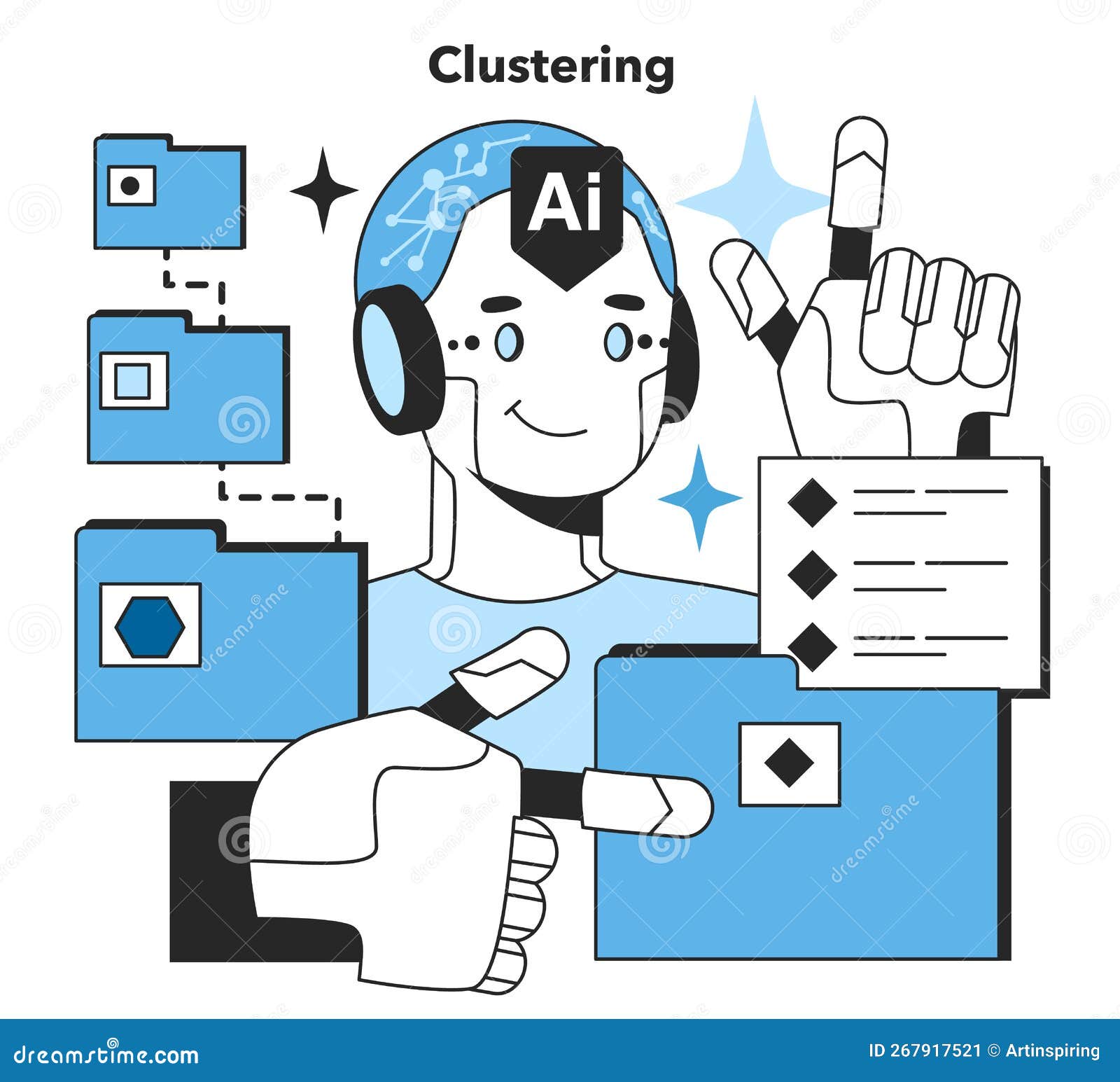 Clustering Artificial Neural Network Application Stock Vector