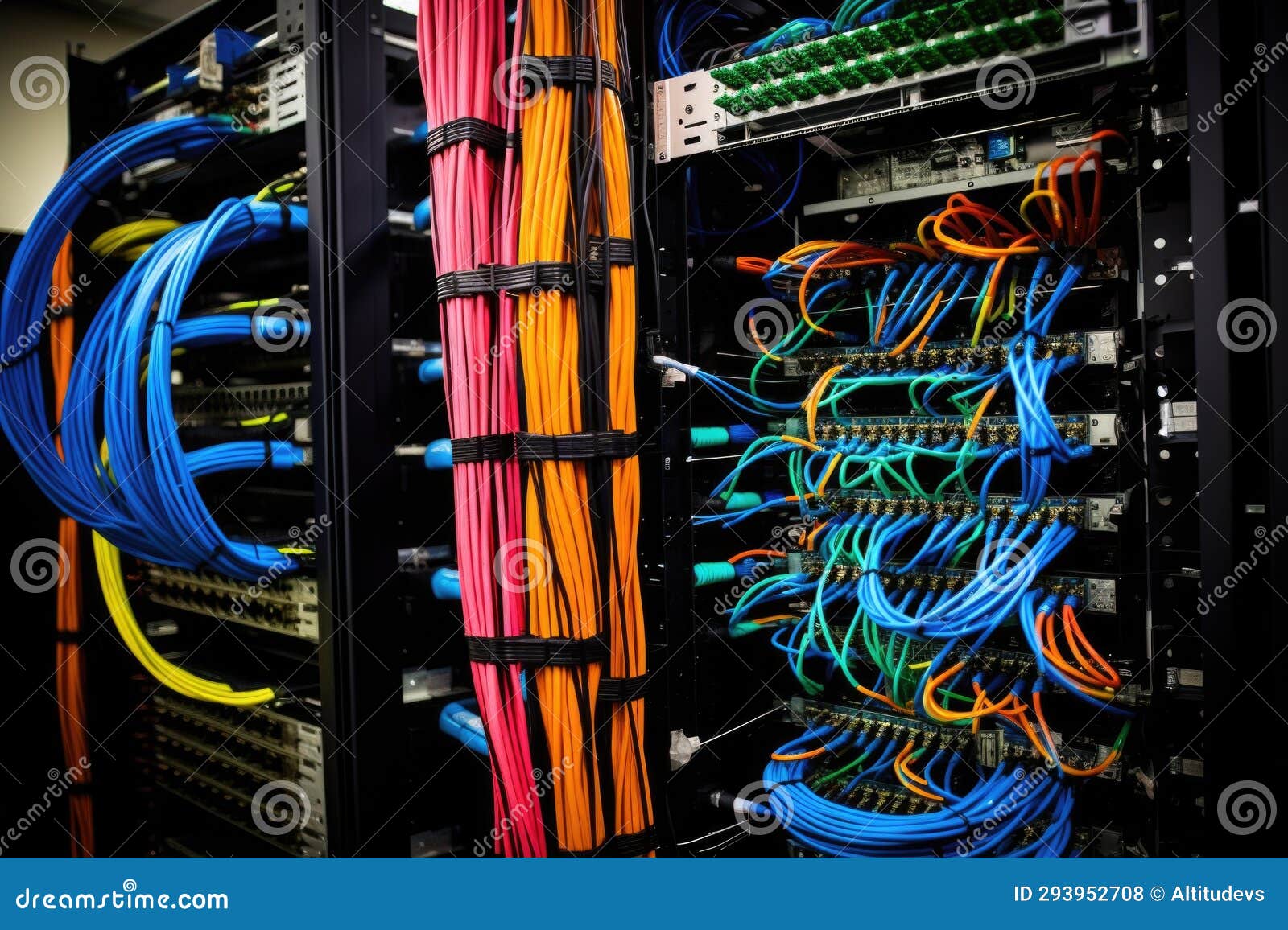 Clusters of Network Cables Connected To a Server Rack Stock Photo ...
