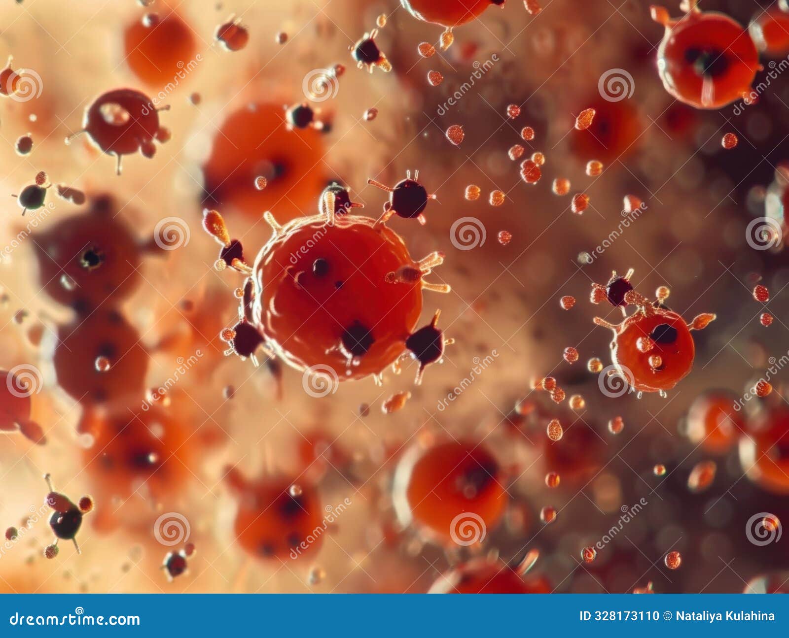 Clusters of Red Spherical Cells Floating in a Microscopic Fluid ...