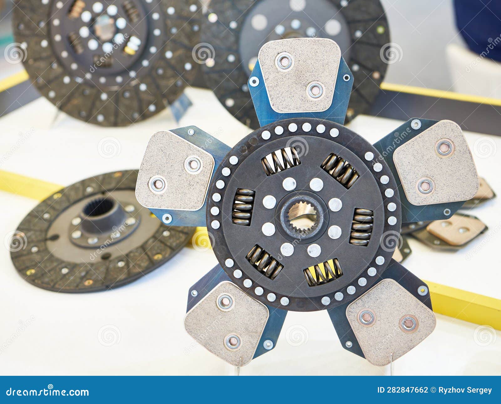 Clutch discs in car store stock photo. Image of parts - 282847662