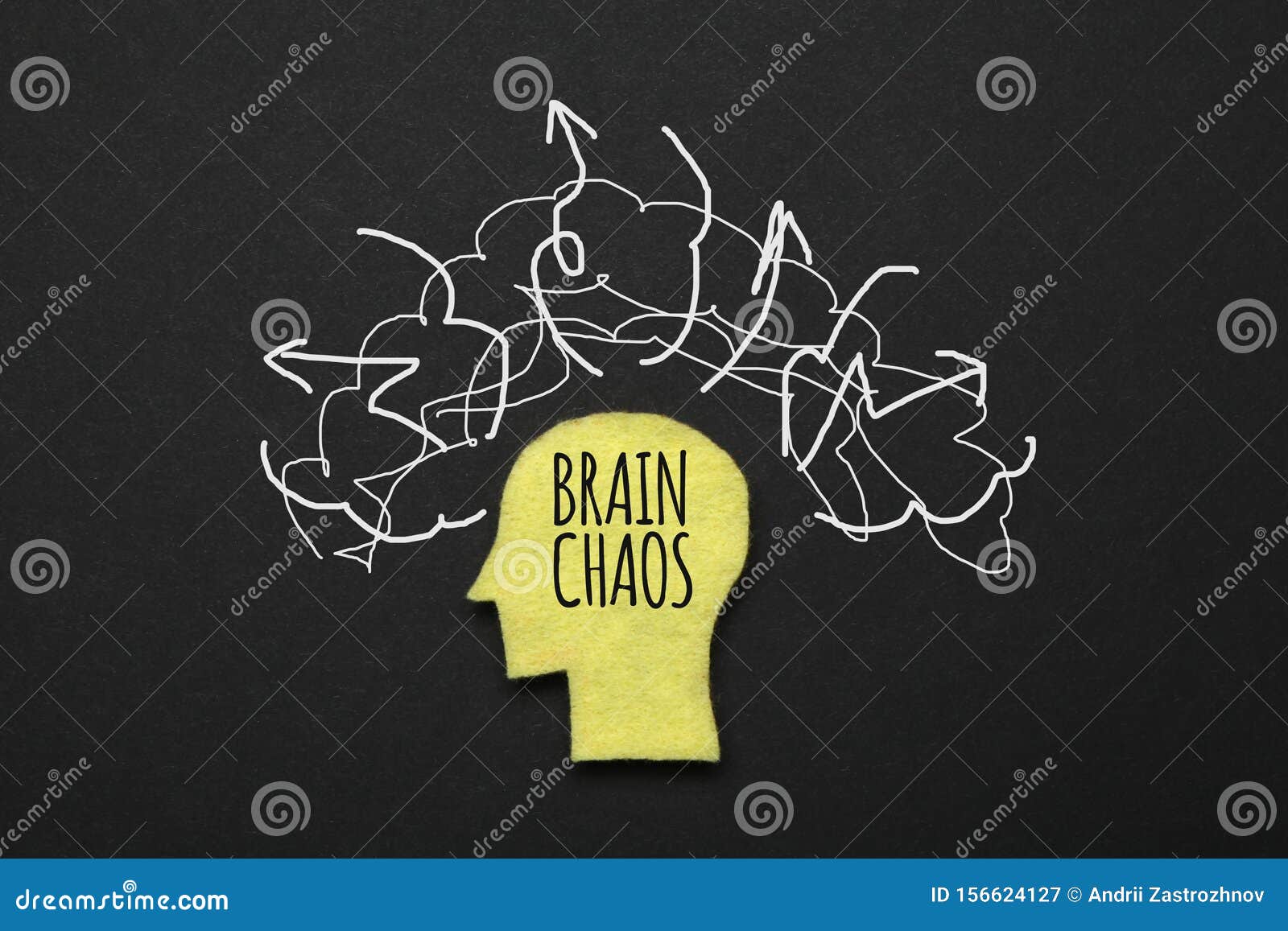 Clutter in Brain, Stress and Psychology. Anxiety Head Stock Image ...