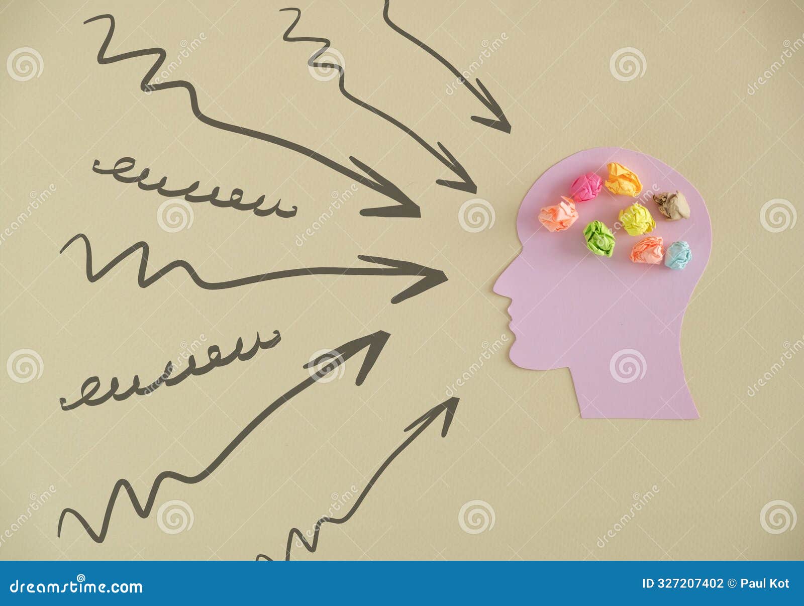 Clutter in Brain, Stress and Psychology. Anxiety Head Stock Photo ...