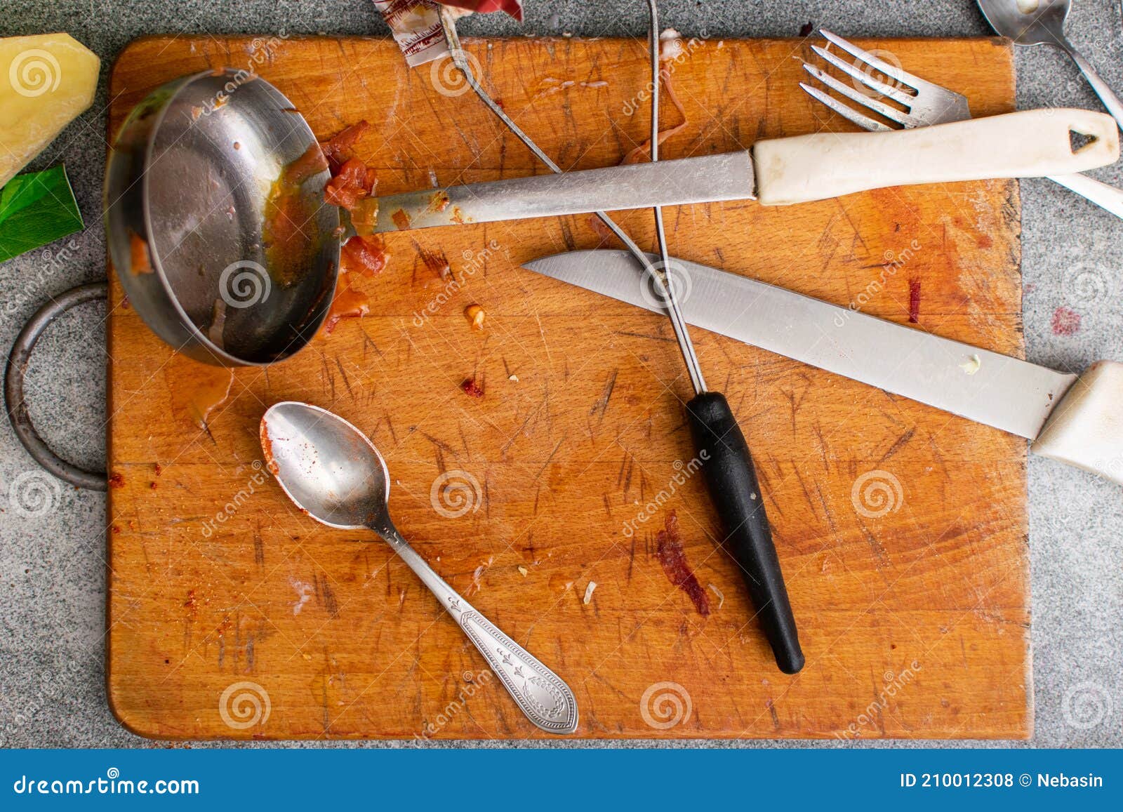 Clutter and Chaos on the Kitchen Table. Uncleaned, Dirty Kitchen ...